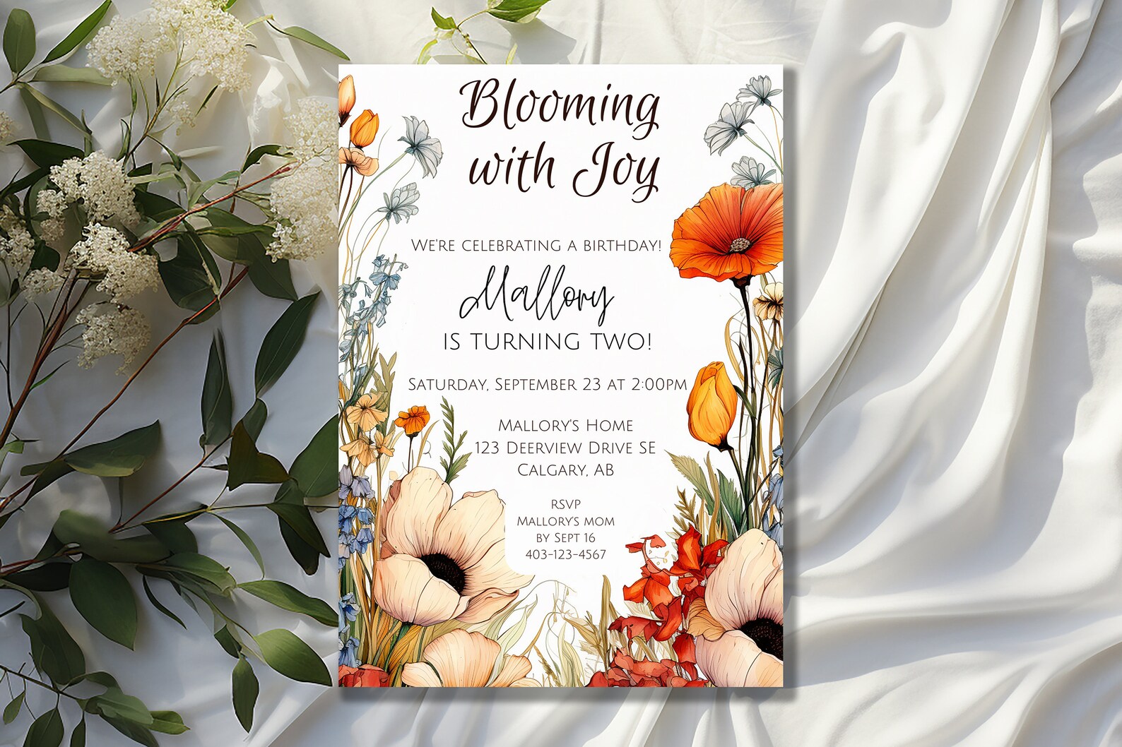 Editable Cottagecore Birthday Invitation Wildflowers Party - Etsy Canada