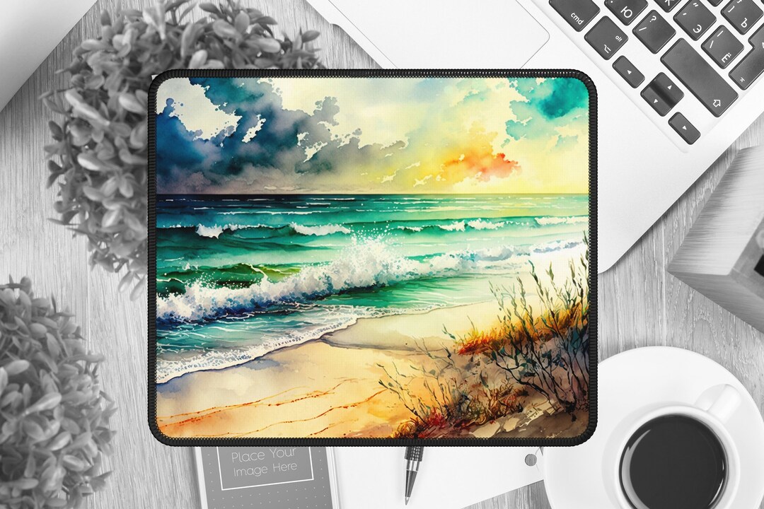 Ocean Mouse Pad, Office Decor, Gamer Gift, Beach Mousepad, Desk ...