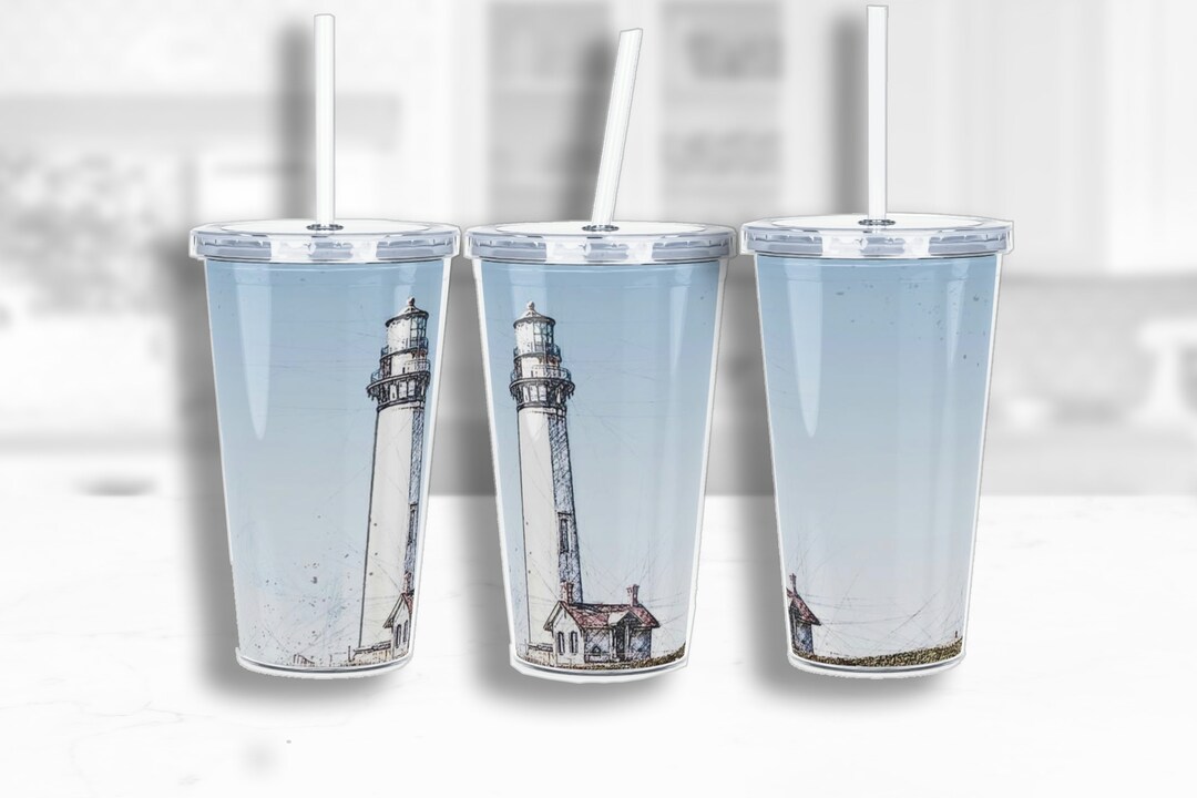 Lighthouse Plastic Tumbler With Straw - Etsy
