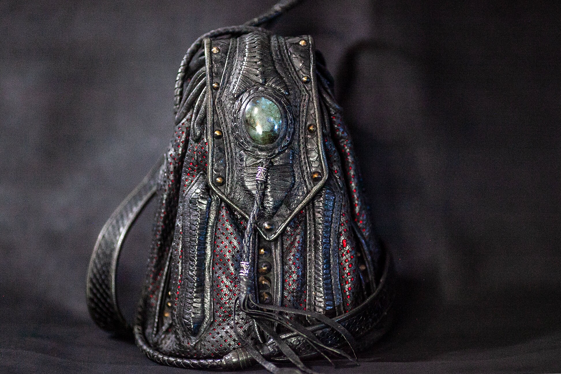 DRAWSTRING BAG Post-apocalyptic, Leather Belt Bag, Steampunk Bag, Small ...