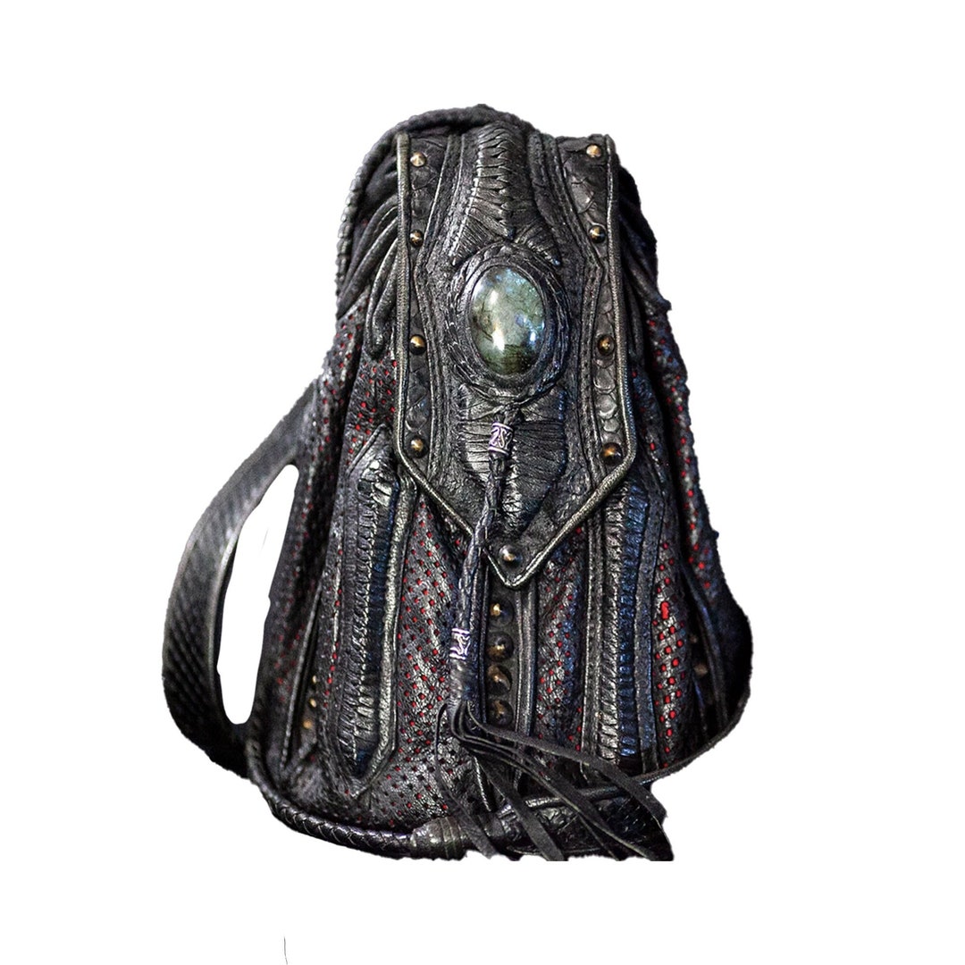 DRAWSTRING BAG Post-apocalyptic, Leather Belt Bag, Steampunk Bag, Small ...