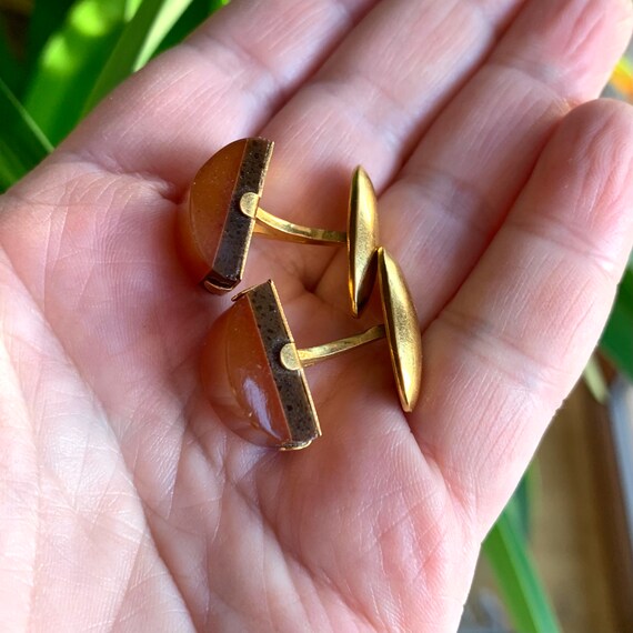 50s Honey Amber Cufflinks Cufflinks Amber - Amber Cuf… - Gem