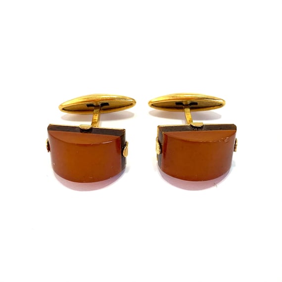 Vintage Amber Cufflinks Cufflinks Amber - Amber Cuffl… - Gem