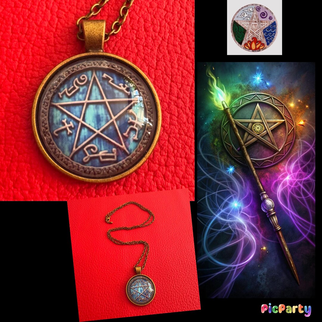 Pentagramma Vicca Pendant, Antique Bronze New Age Elements Pentagram ...