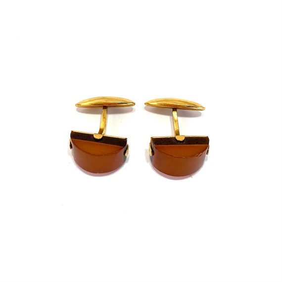 50s Honey Amber Cufflinks Cufflinks Amber - Amber Cuf… - Gem