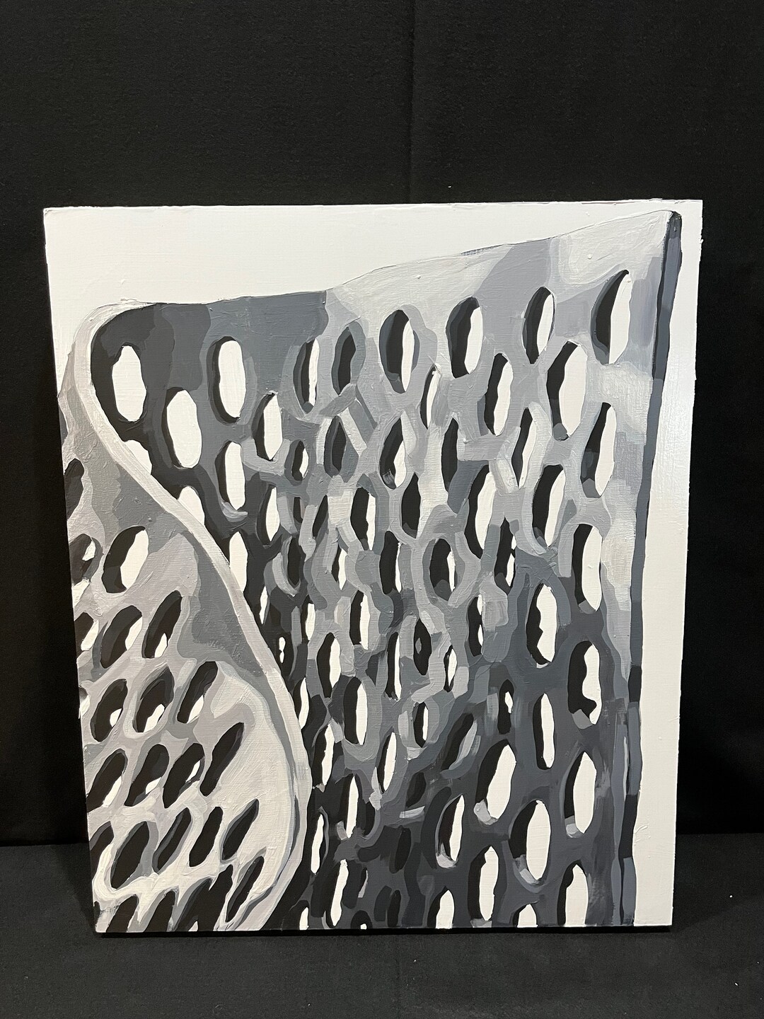 Curved Metal With Holes Drip Still Life Grayscale Monochromatic Acrylic ...