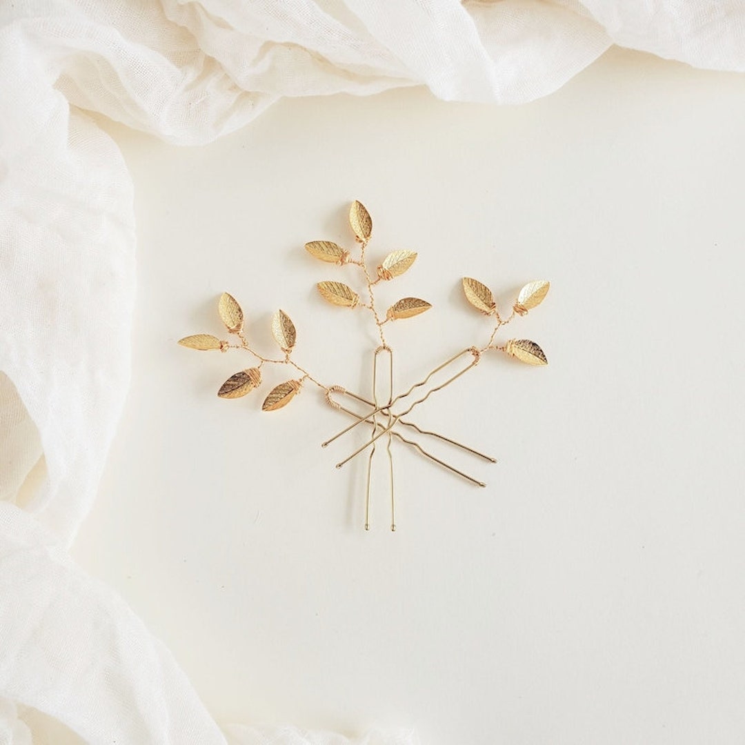 Gold Leaf Vine Pins, Gold Boho Wedding Hair Accessories, Bridal Hair ...