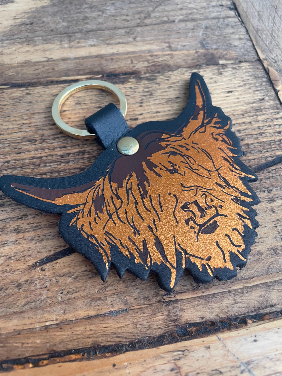 KEY RING Highland Cow Leather | Scottish Gift | Key Fob | Handmade ...