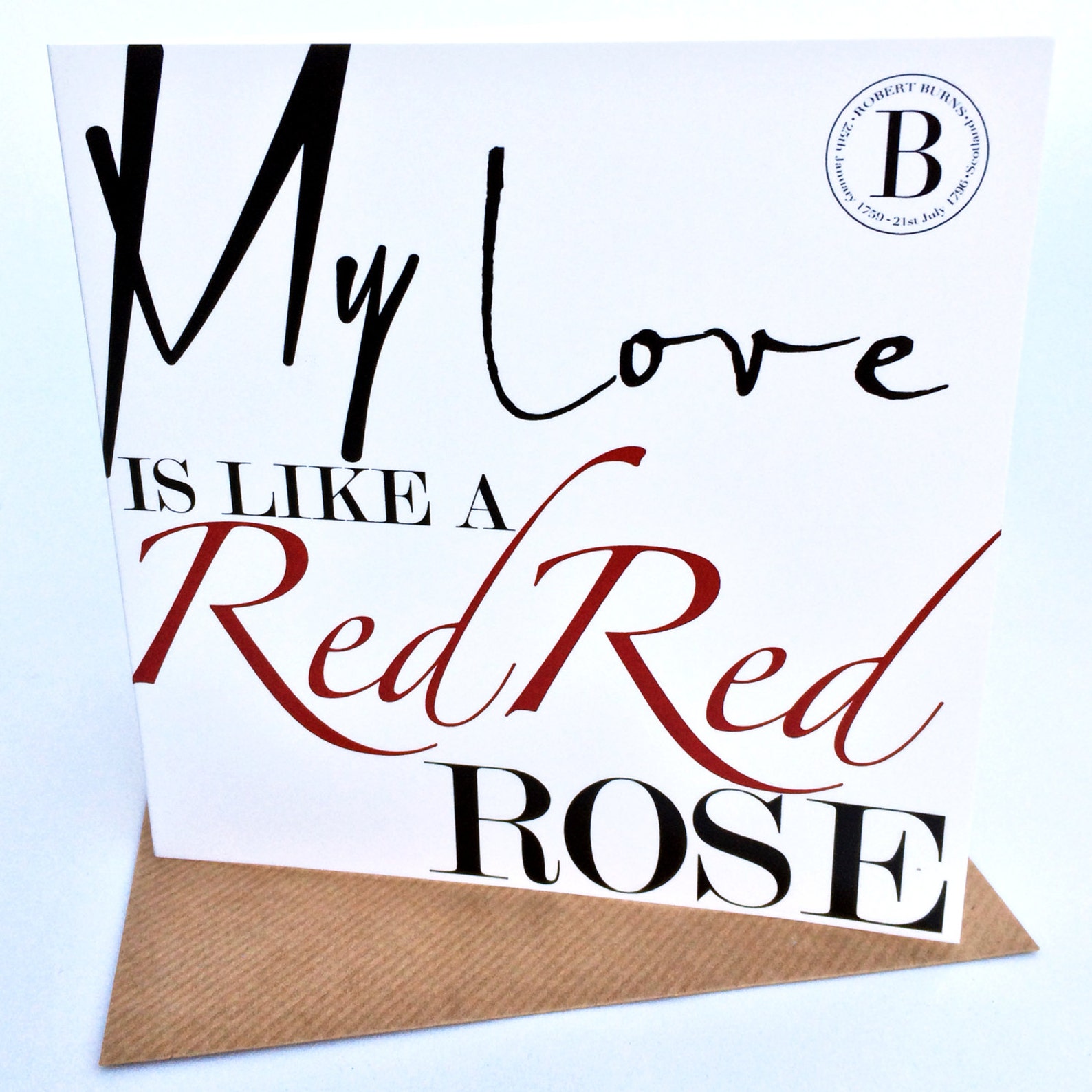 CARD Robert Burns Valentines Card My Love is Like A Red Red Rose ...