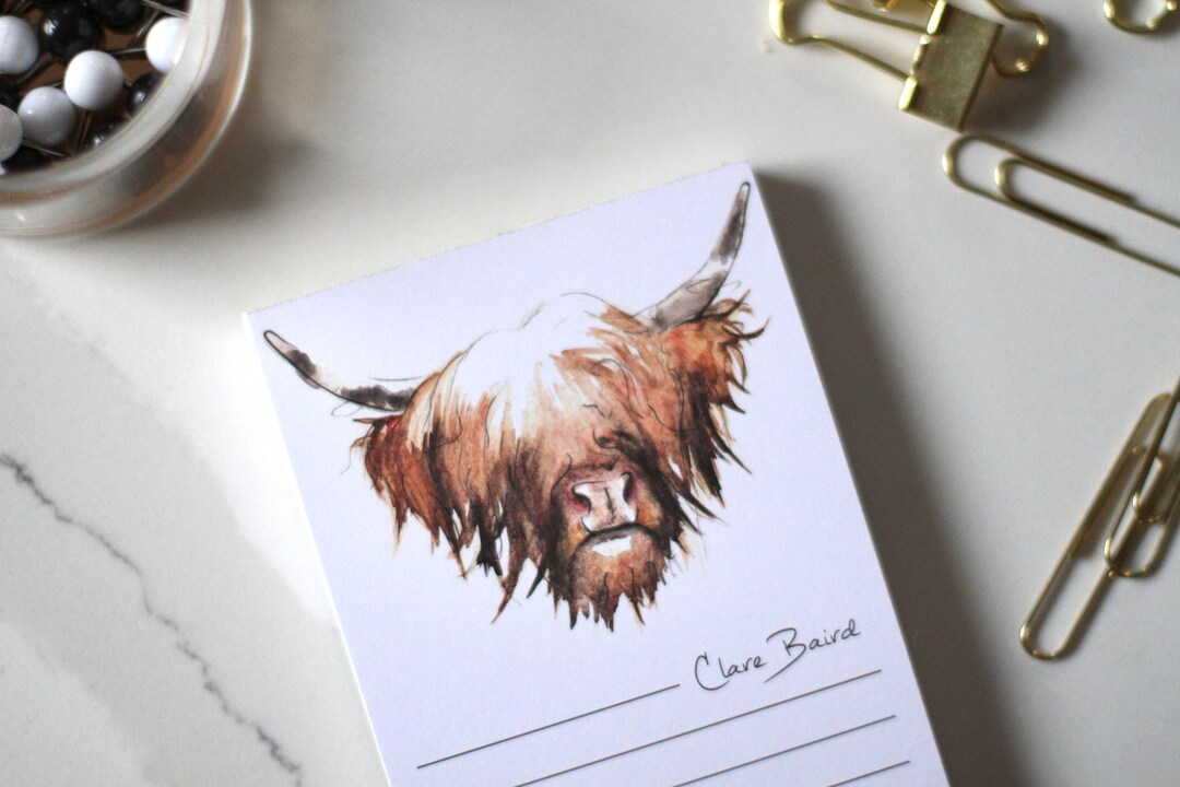 Highland Cowmagnetic NOTEPAD Memo Pad Organising Gifts Scottish ...