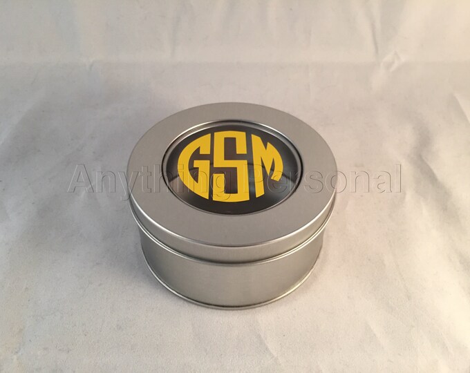 Monogrammed Tin Box, Tin Jewelry Box, Trinket Box, Bridesmaid Gift ...