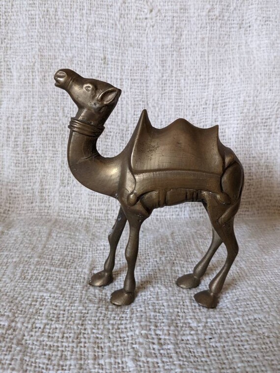 Vintage Patina Brass Standing Camel Figurine Statue Medium - Etsy