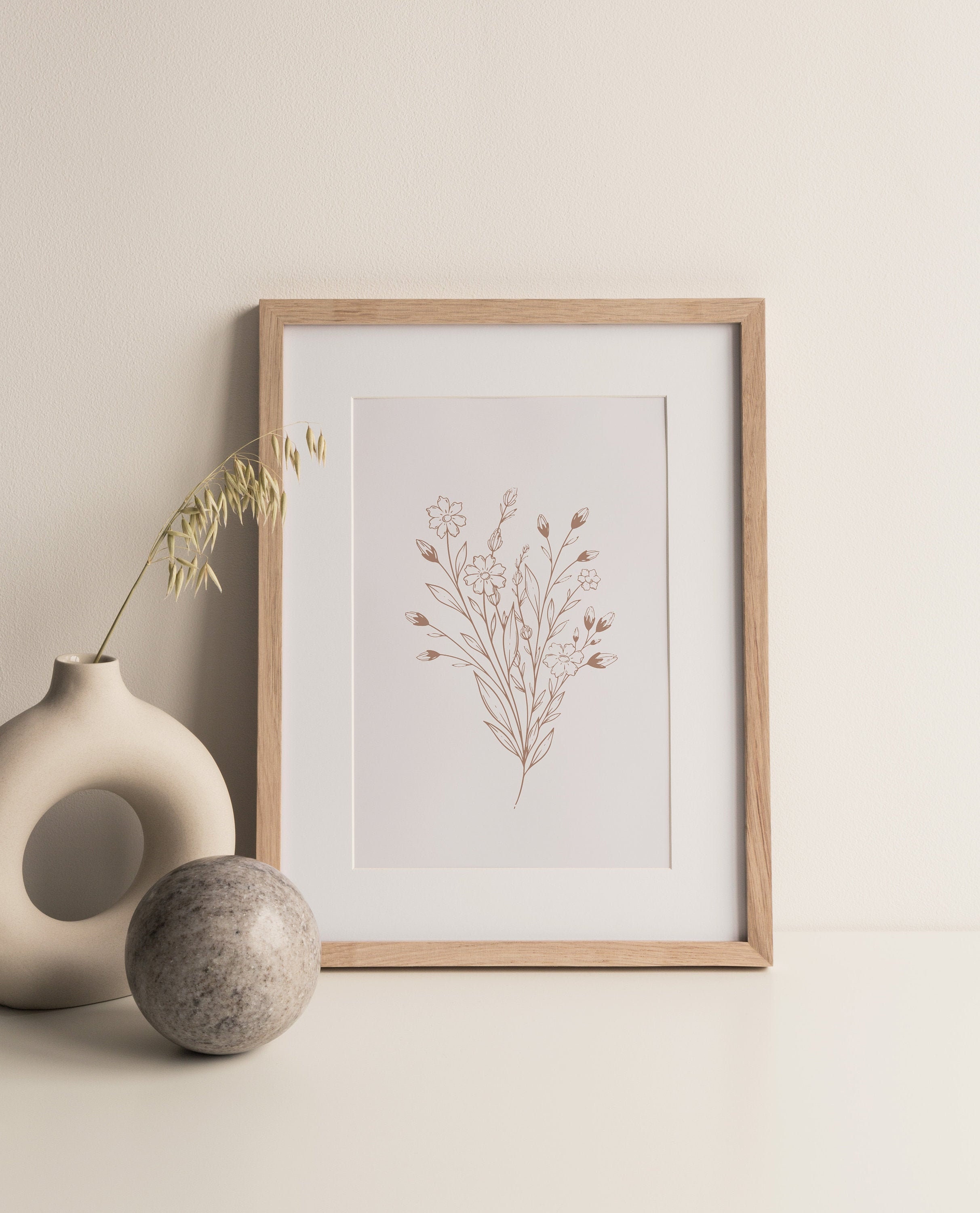 Flower Print, Digital Download, Fine Line Print, Wildflower Art ...