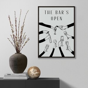 The Bar's Open Printable Wall Art, Art Deco Bar Prints, Retro Bar Cart ...