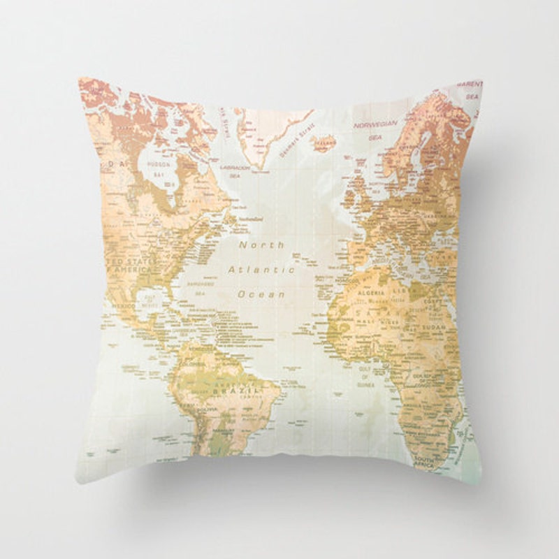 World Map Pillow - Etsy