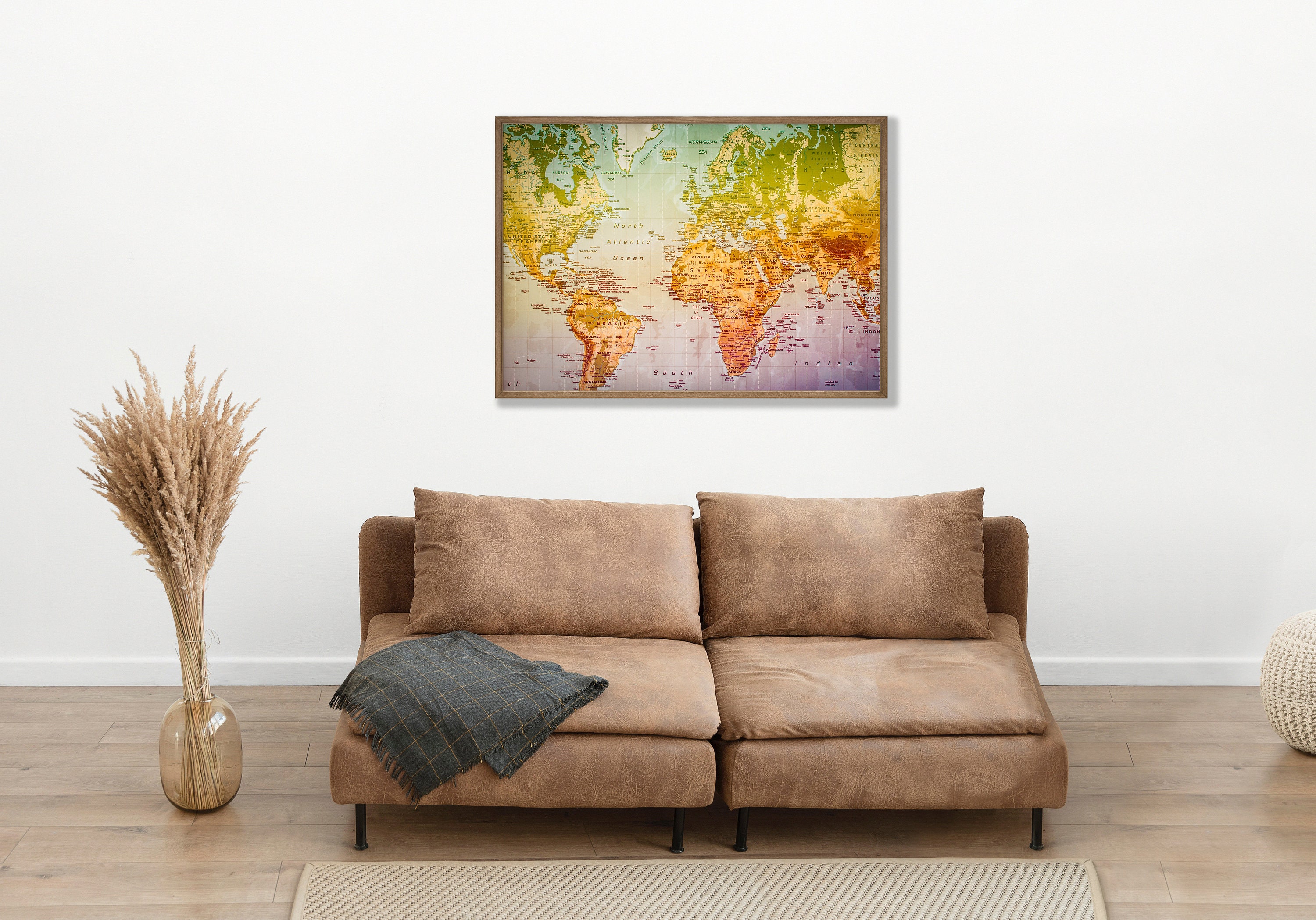 Colorful World Map Printable Wall Art Digital World Map Art - Etsy