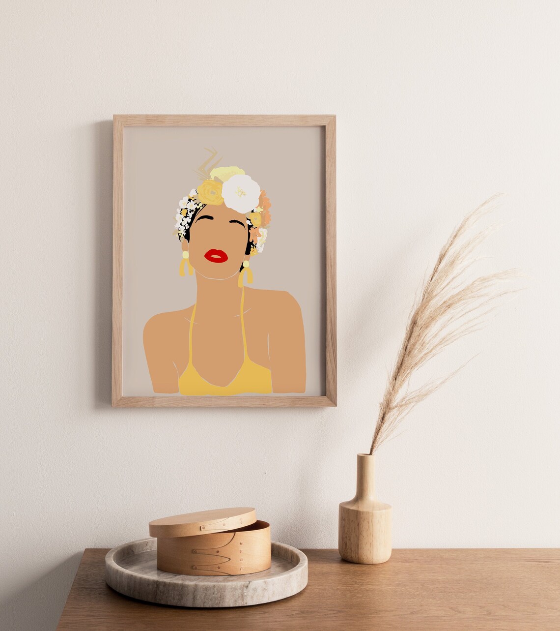 Faceless Woman Wall Art PRINTABLE Boho Girl Floral Crown - Etsy UK