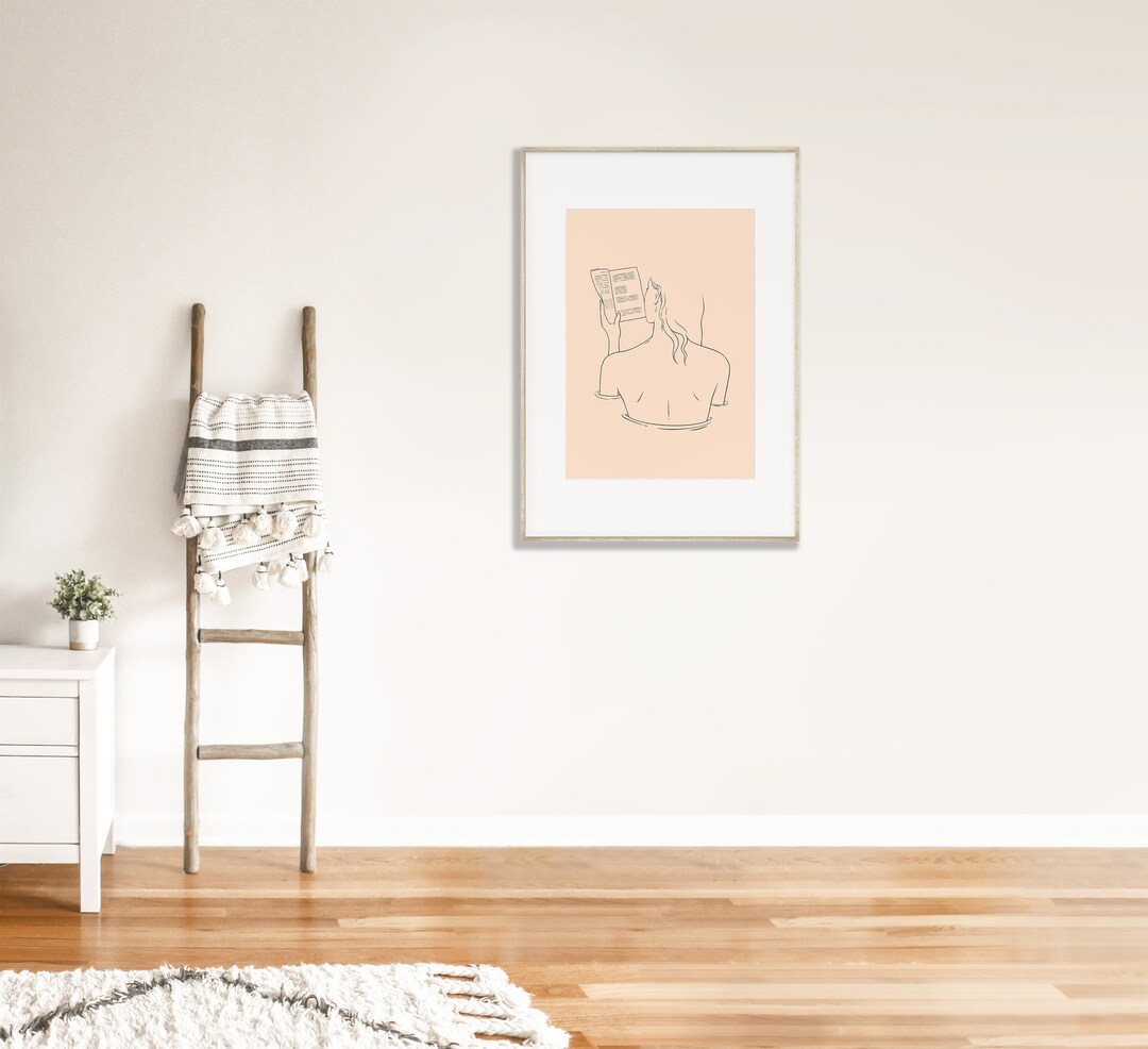 Fine Line Abstract Print, Instant Download, Relaxing in Bathtub, Rosa ...