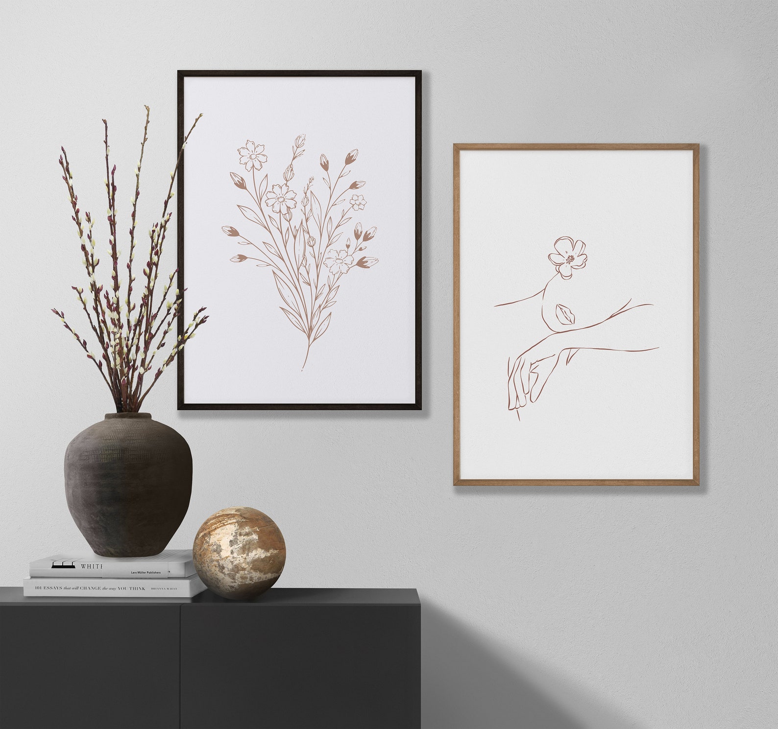 Flower Print, Digital Download, Fine Line Print, Wildflower Art ...