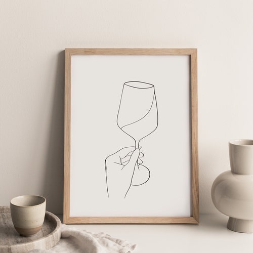 Wine Gallery Wall Art Fine Line Bar Drinks Print Kitchen - Etsy