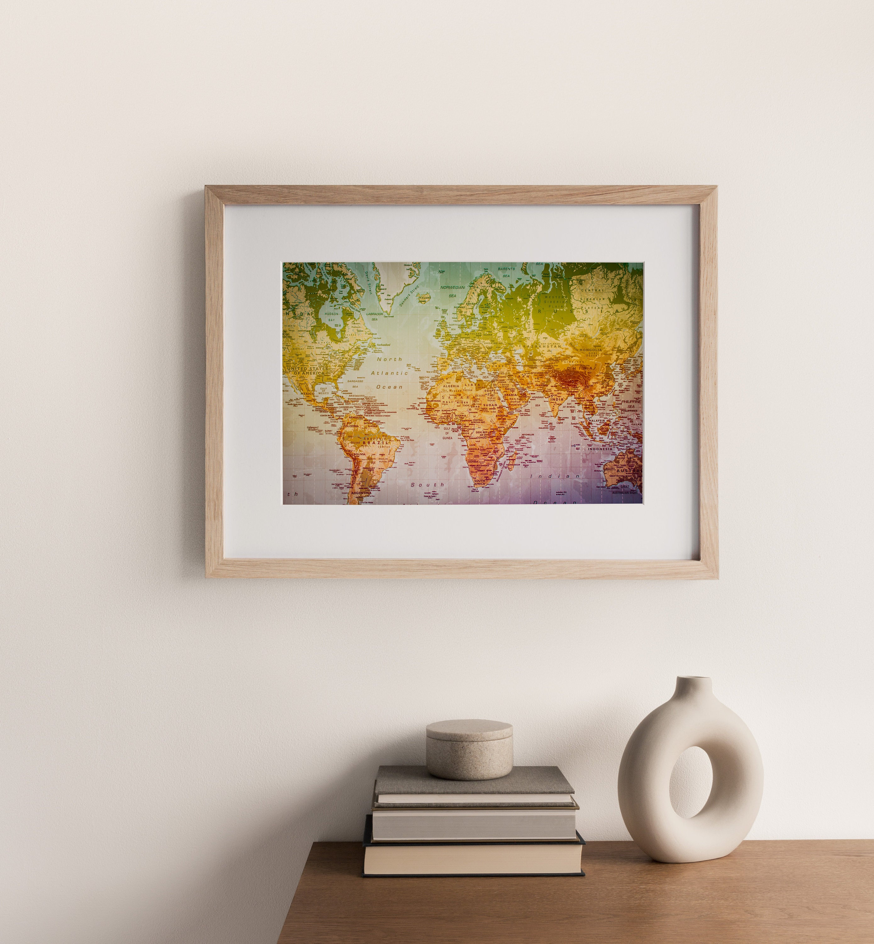 Colorful World Map Printable Wall Art Digital World Map Art - Etsy
