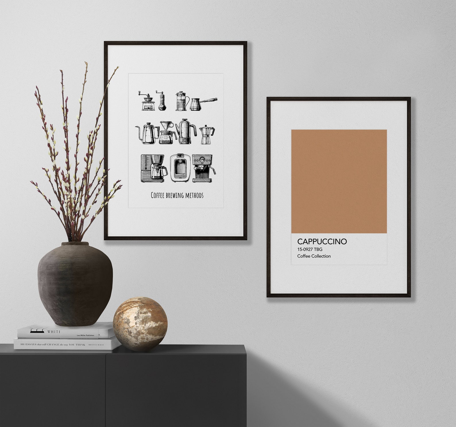 Cappuccino Pantone Colour Printable Wall Art, Coffee Digital Art ...