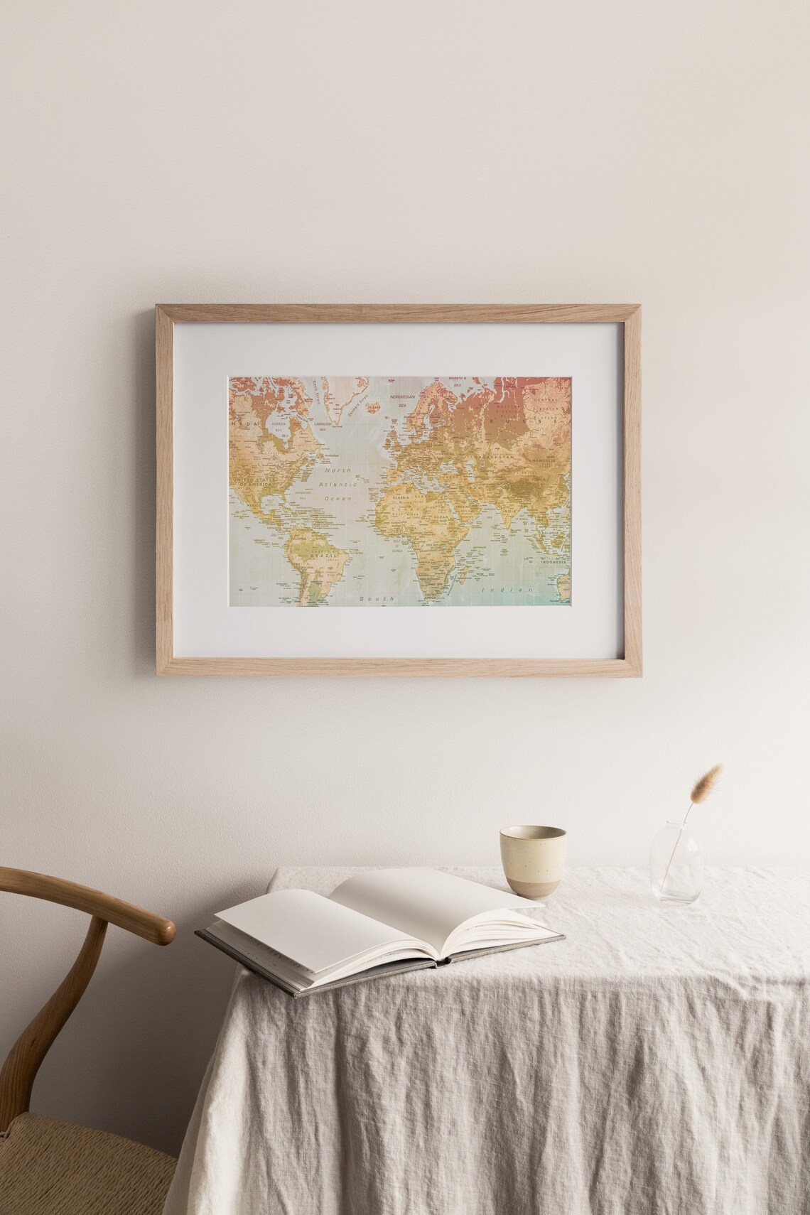 World Map Pastel Color Printable Wall Art Digital World Map - Etsy
