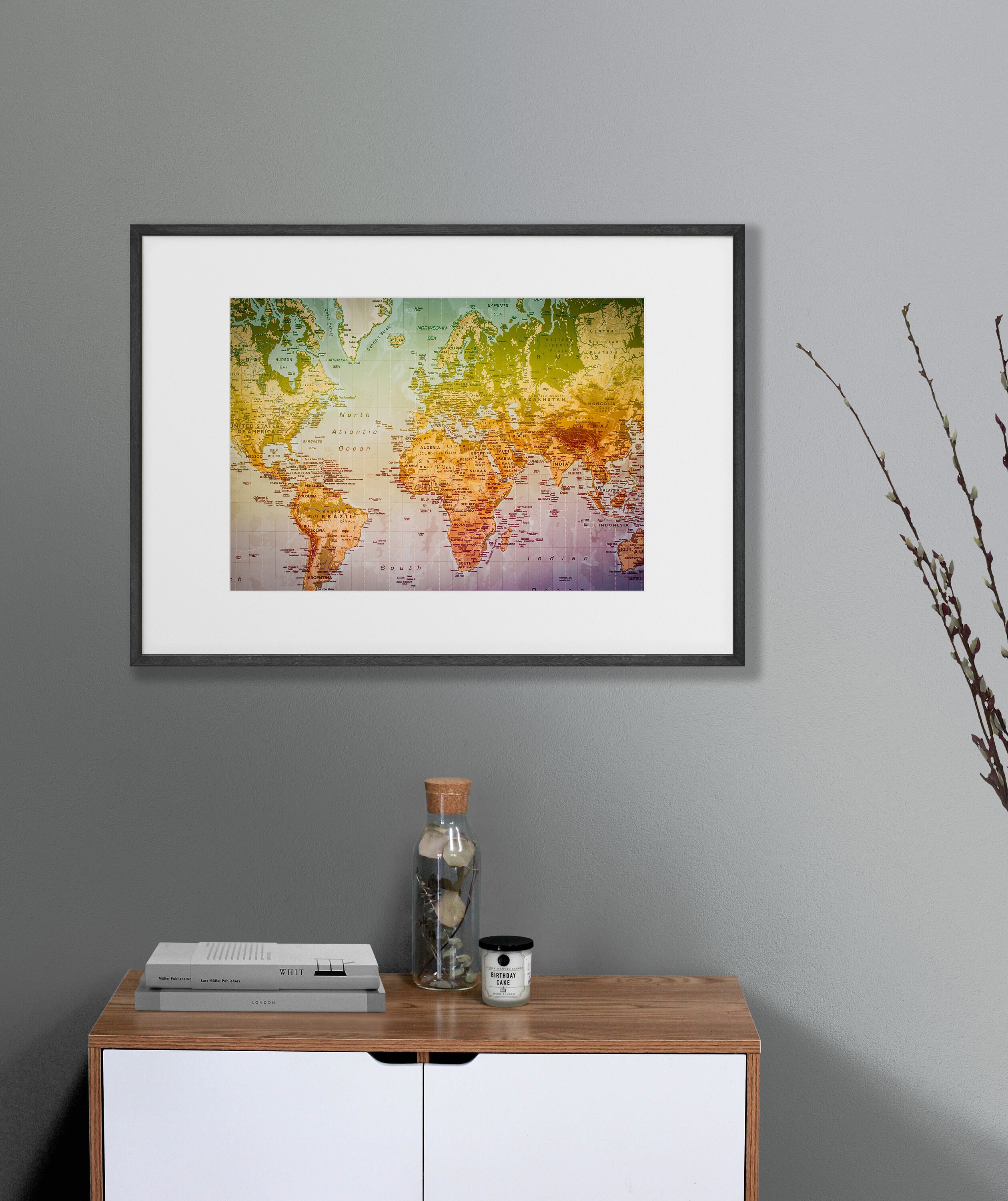 Colorful World Map Printable Wall Art Digital World Map Art - Etsy