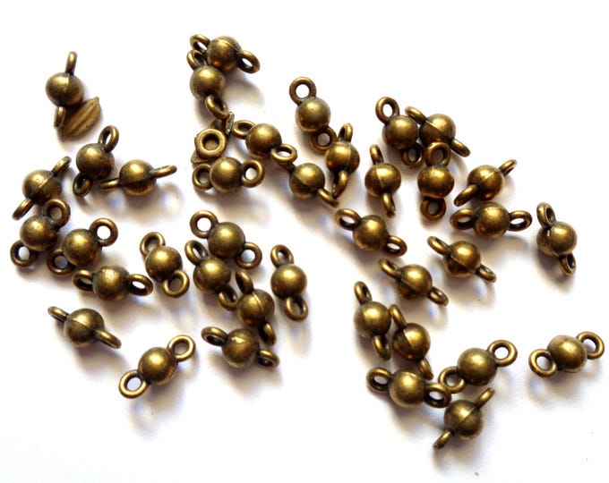 15 Small Ball Connectors, Antique Bronze, 4x6.5mm - 15 Ball Shaped Link ...