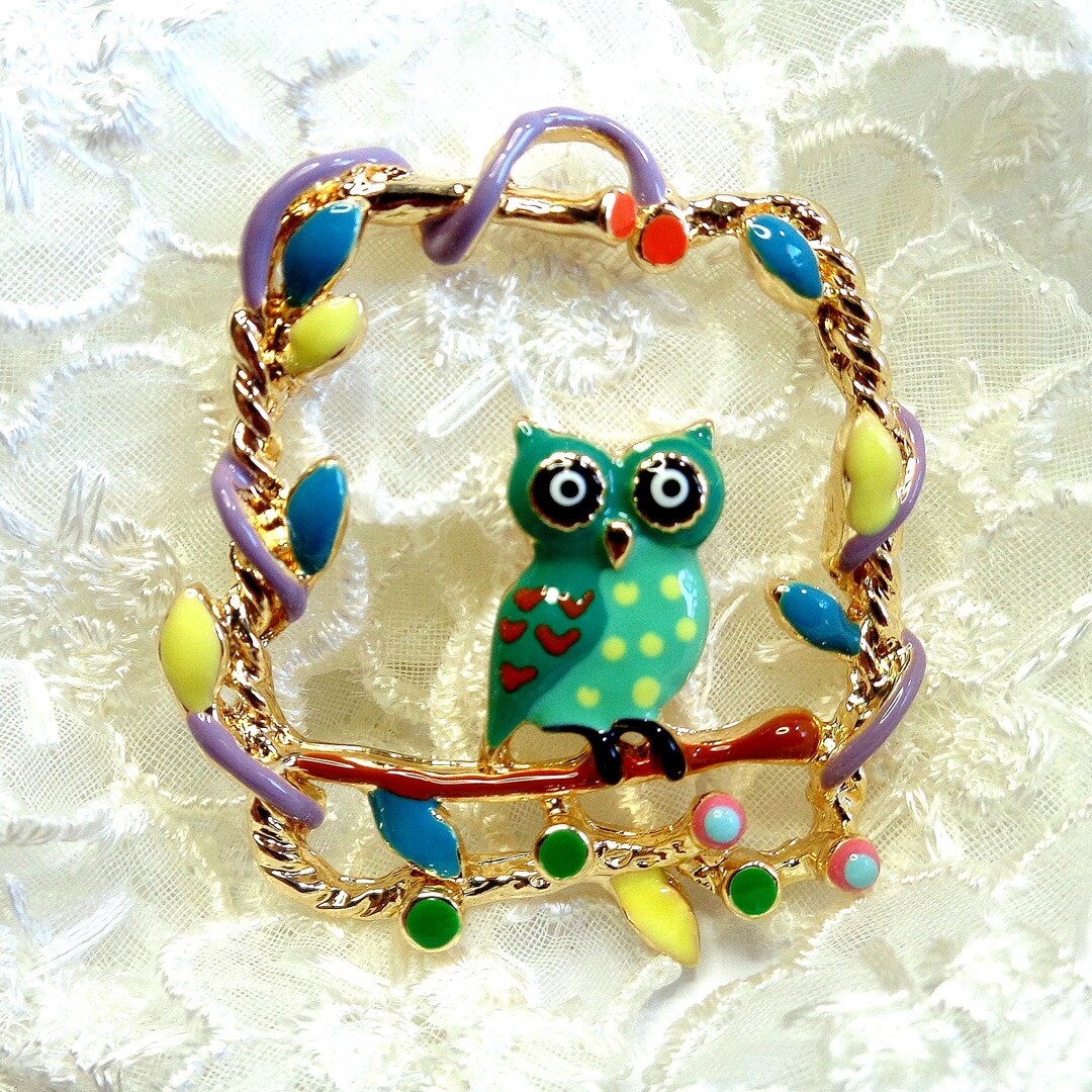 RARE! 1 or 2 X Square Creole Pendants, Foliage / Owl / Owl Decoration ...