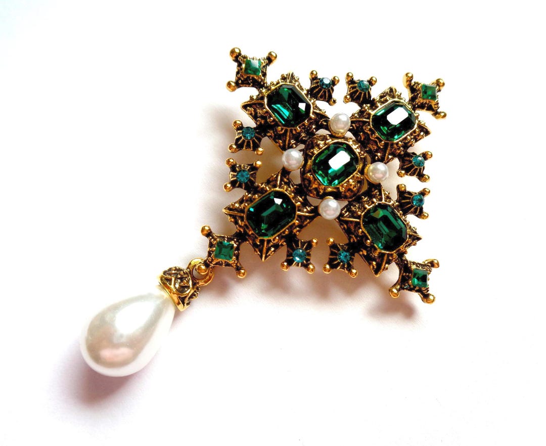 RARE! CROSS Pin Brooch, Victorian / Gothic / Medieval Style, 80x63mm ...