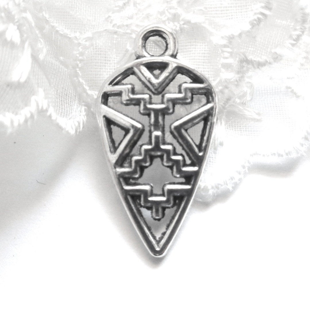 3 Ethnic Charms, 25x14, African Mask Spirit, Triangular Shape, Antique ...