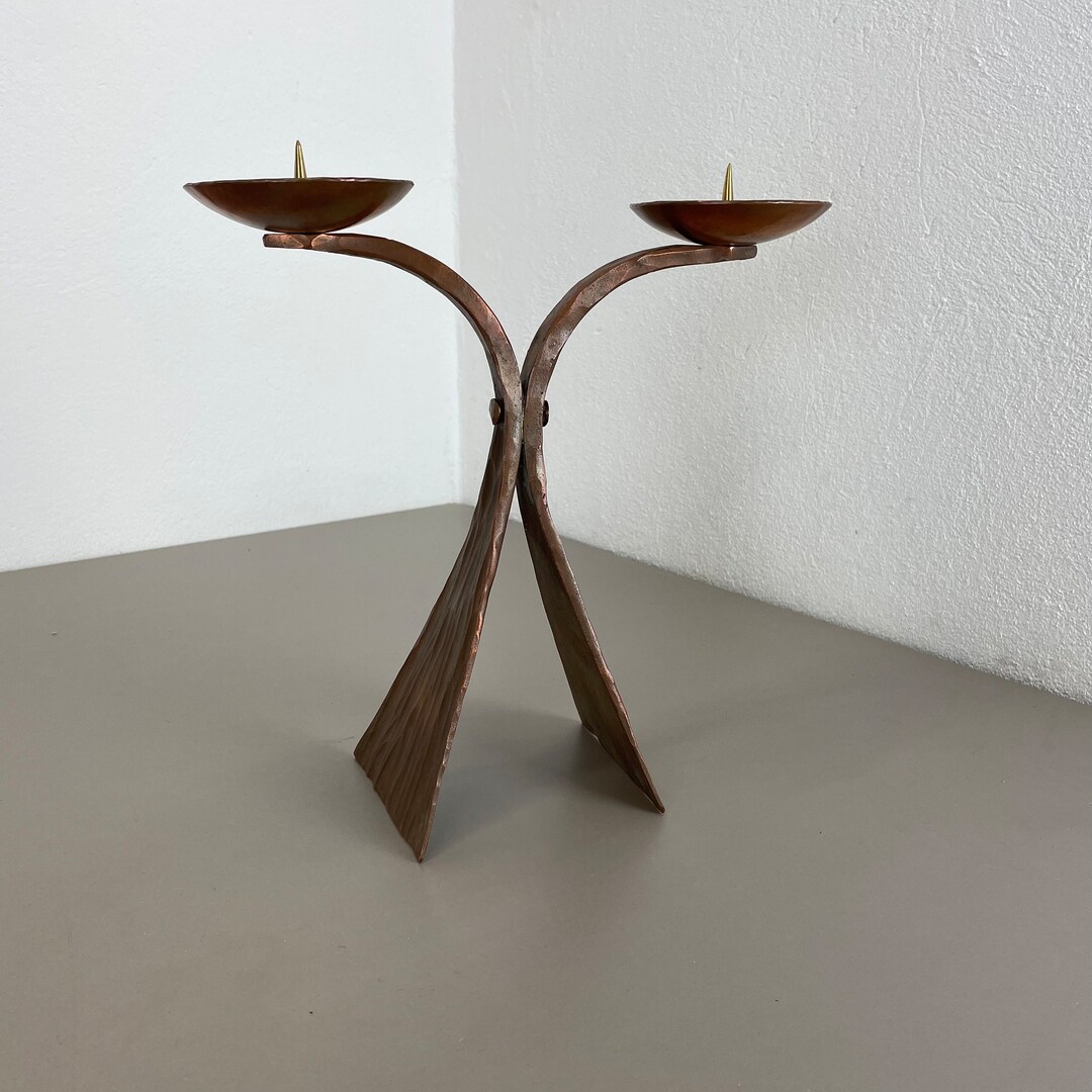 Modernist Sculptural Hagenauer Style Brutalist Copper Candleholder ...