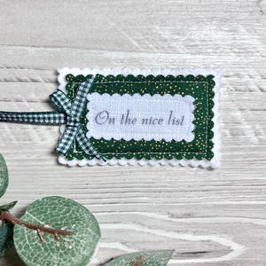 Nice List Gift Tag, Fabric Reusable Christmas Label, Santa Label - Etsy