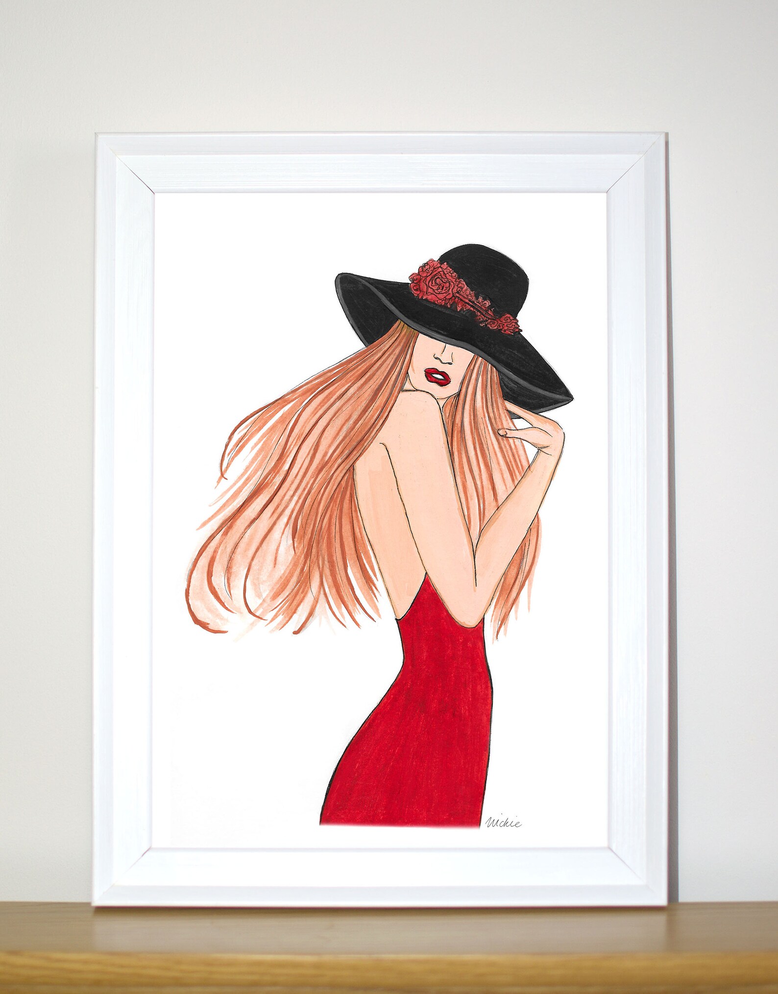 Lady in Red Fashion Illustration Wall Art Art Print Home - Etsy