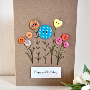 Flower Button Card, Handmade Birthday Card - Etsy
