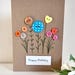 Flower Button Card, Handmade Birthday Card - Etsy