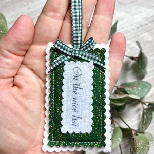 Nice List Gift Tag, Fabric Reusable Christmas Label, Santa Label - Etsy