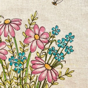 Hand Drawn Floral Tote Bag, Embroidered Linen Bag, Fold up Shopping Bag ...