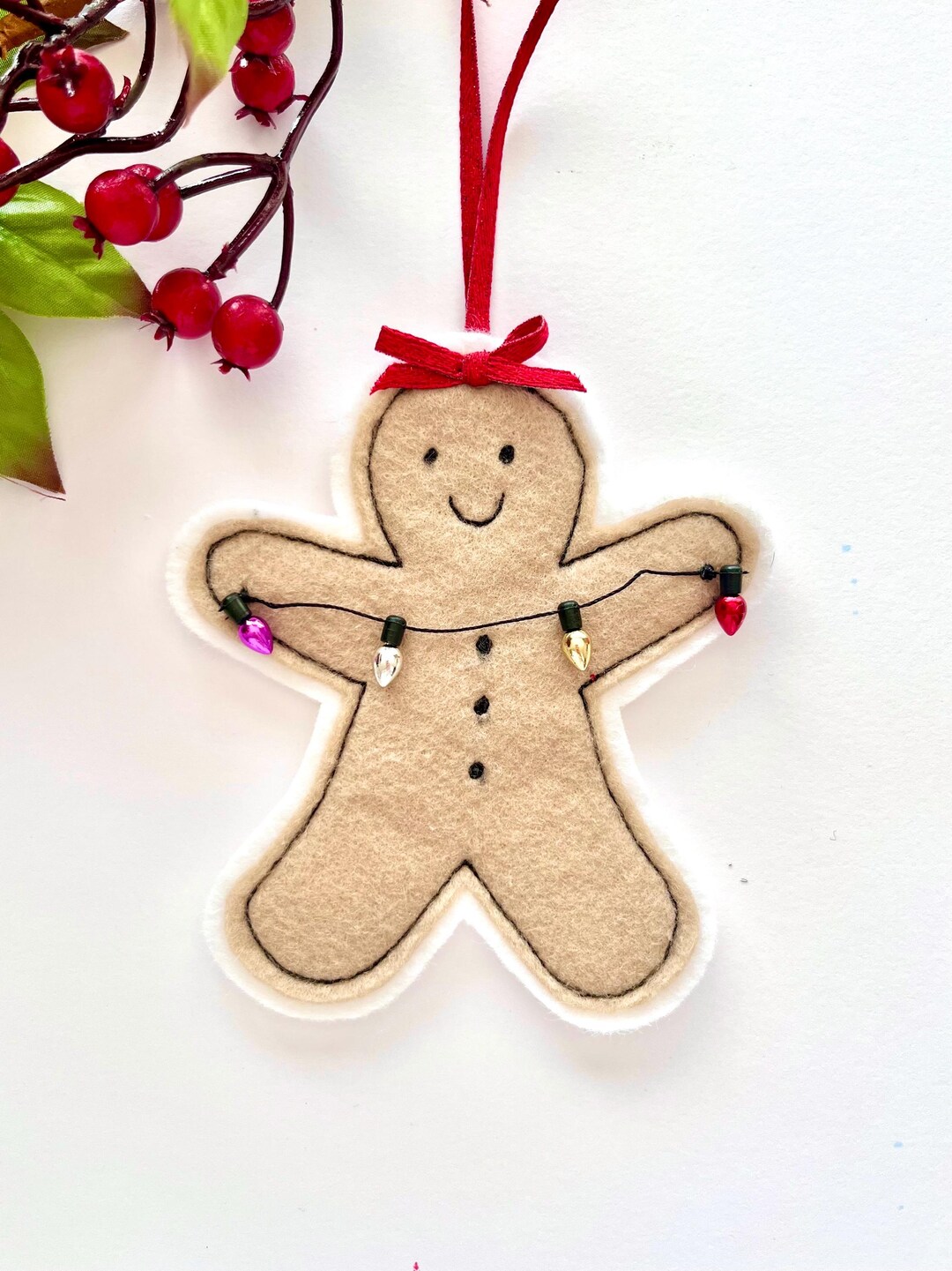 Felt Gingerbread Man Hanging Christmas Decoration, Felt and Fabric Tree ...