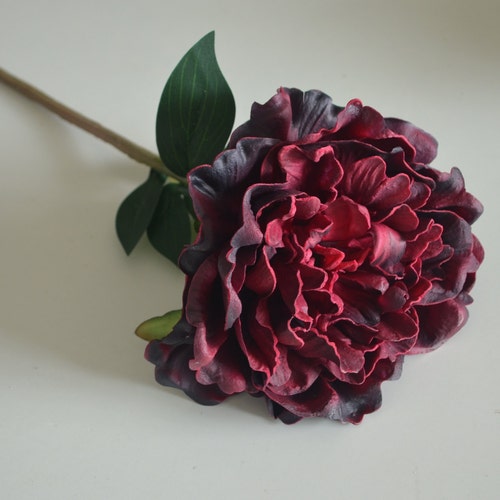 Dark Burgundy Peonies Real Touch PU Flowers DIY Silk - Etsy
