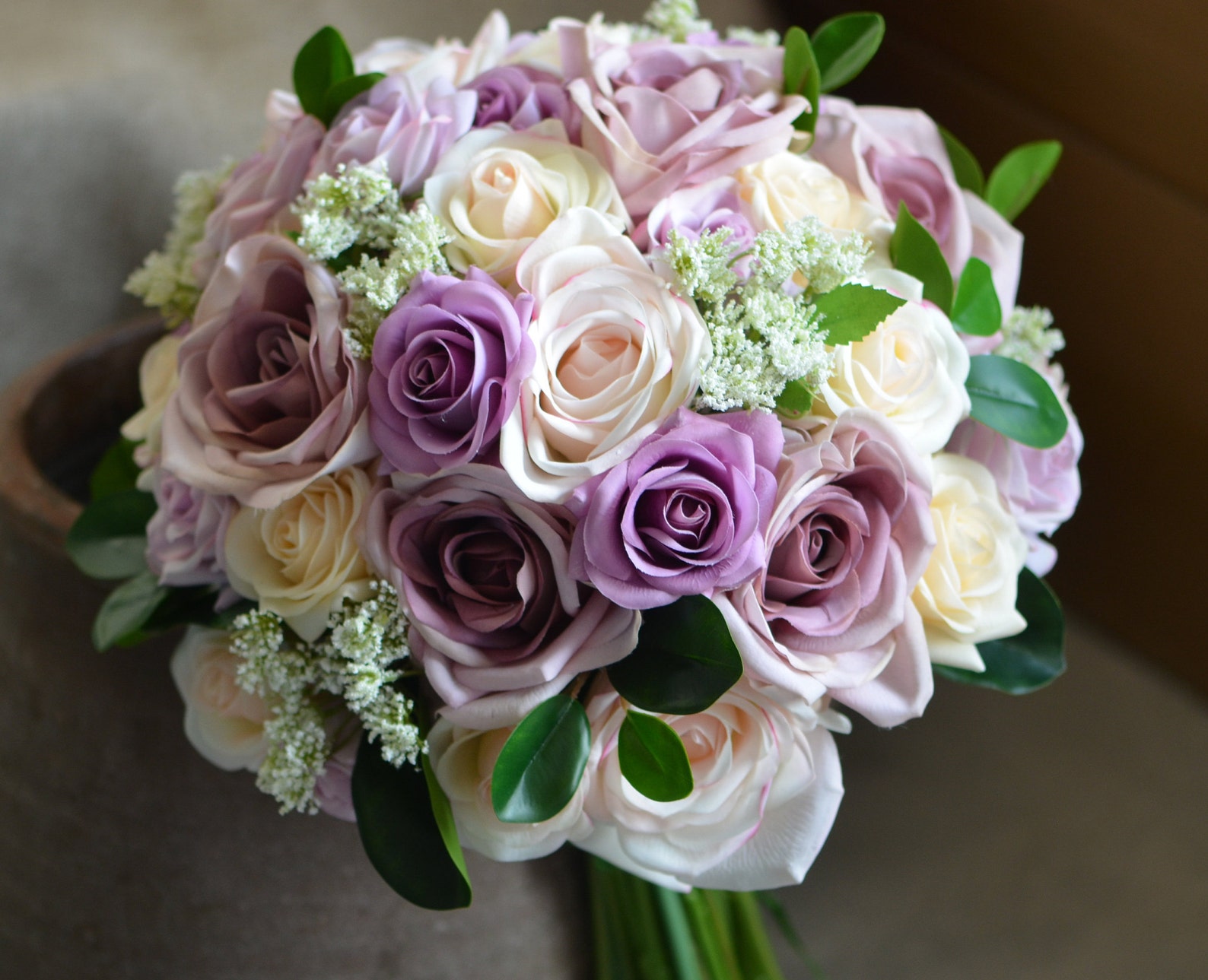 Mauve Roses Bridal Bouquet Real Touch Roses Mauve Blush | Etsy