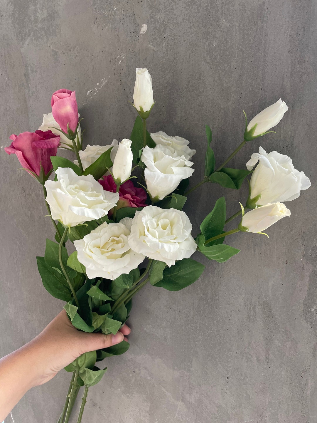 3 Heads Real Touch Faux Lisianthus Eustoma, Ivory/white, DIY Florals ...