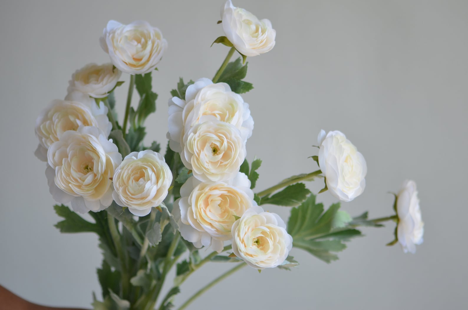 18.5" Fake Ranunculus Branch 3 Heads, Cream, Yellow, Pink, Champagne ...