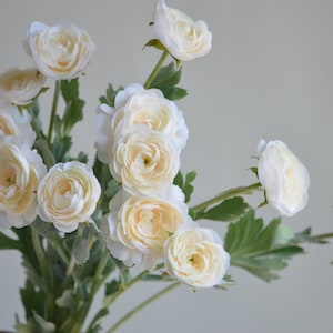 18.5" Fake Ranunculus Branch 3 Heads, Cream, Yellow, Pink, Champagne ...