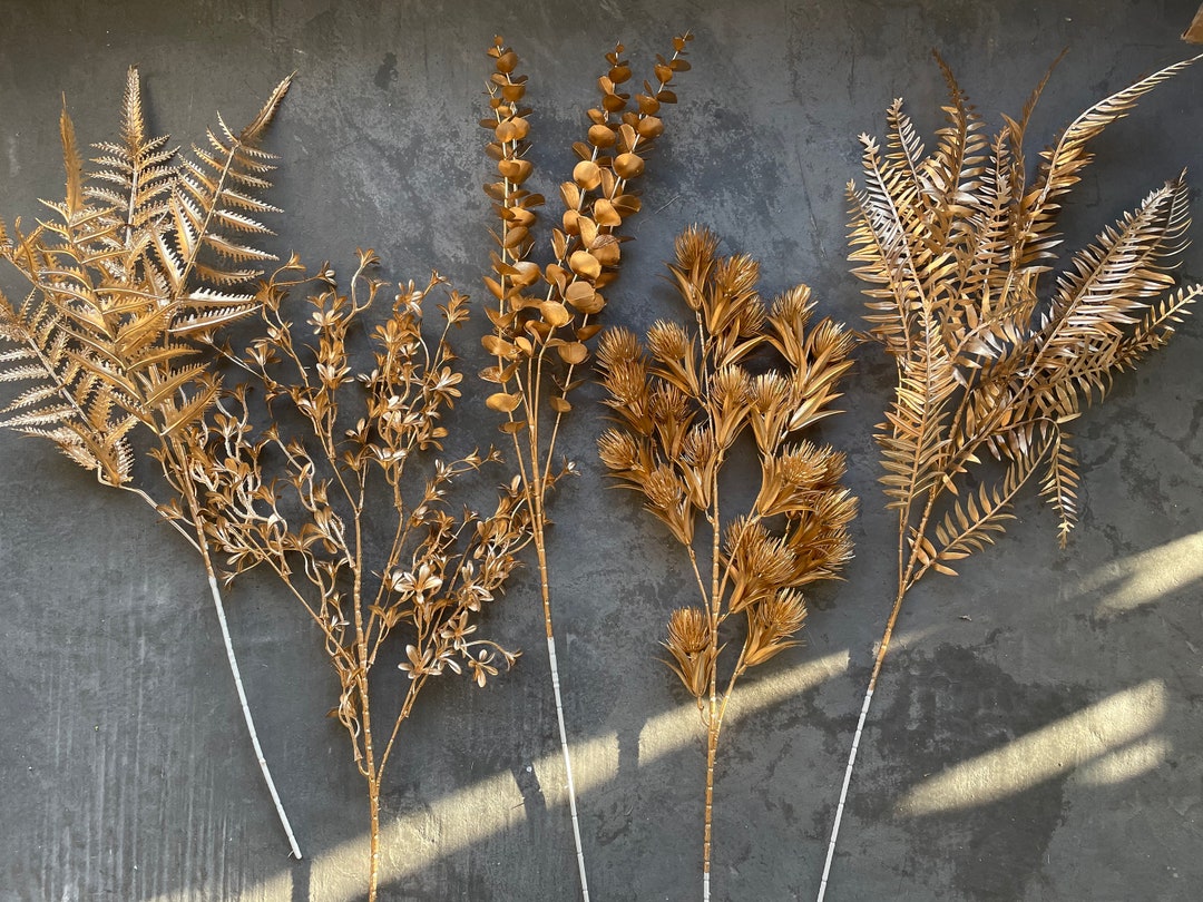 Gold Leaves, Gold Vintage Greenery, Gold Artificial Plants, Gold ...