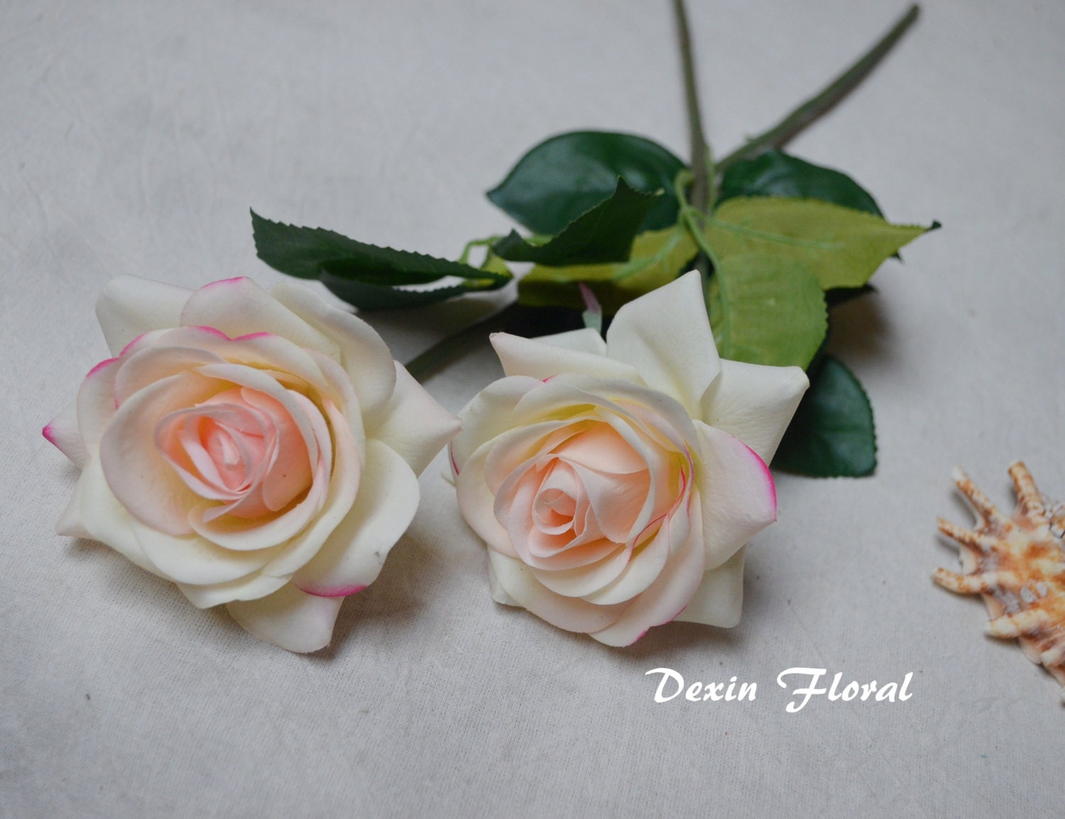 Ivory Blush Pink Real Touch Latex Roses DIY Wedding Flowers | Etsy