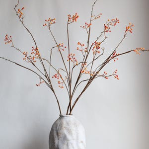 55" Faux Orange Berry Branch Stem, Decorative Plant Stem, Minimalist ...