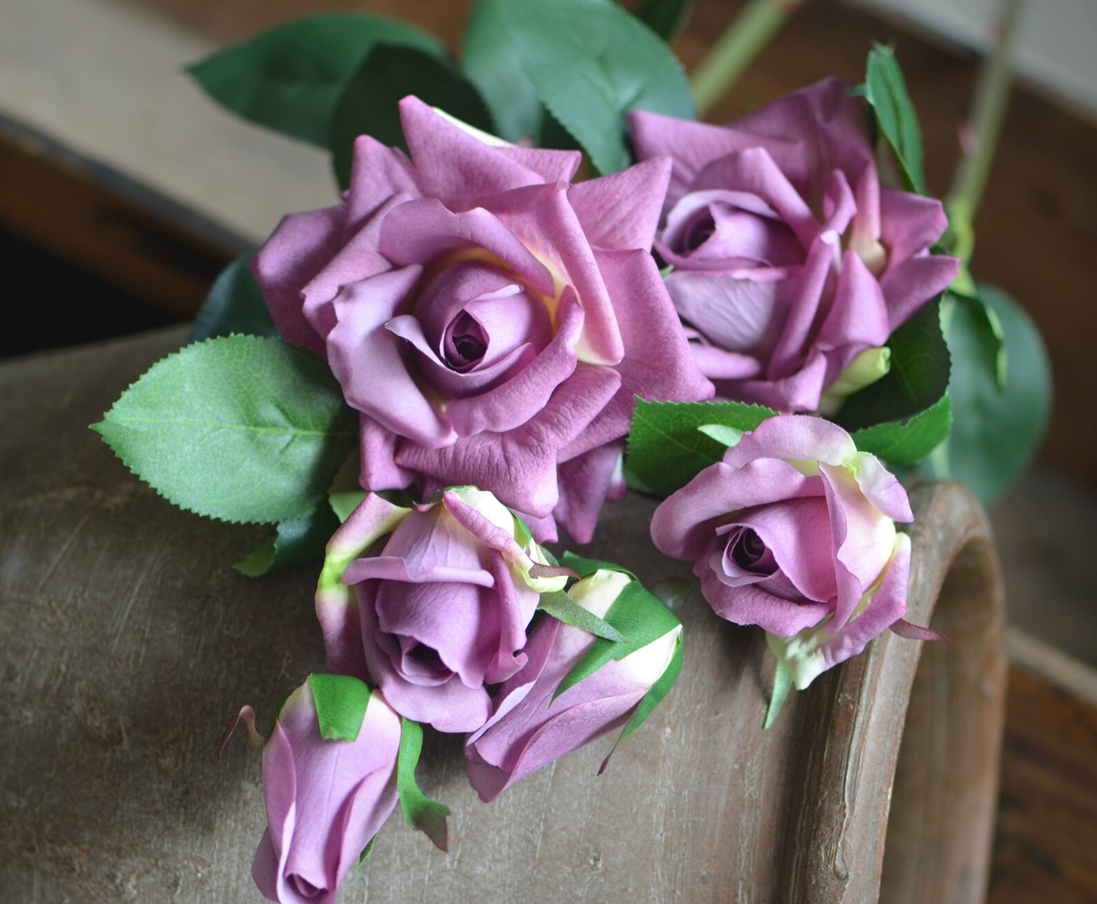 Mauve Purple Real Touch Roses DIY Silk Bridal Bouquets Wedding | Etsy
