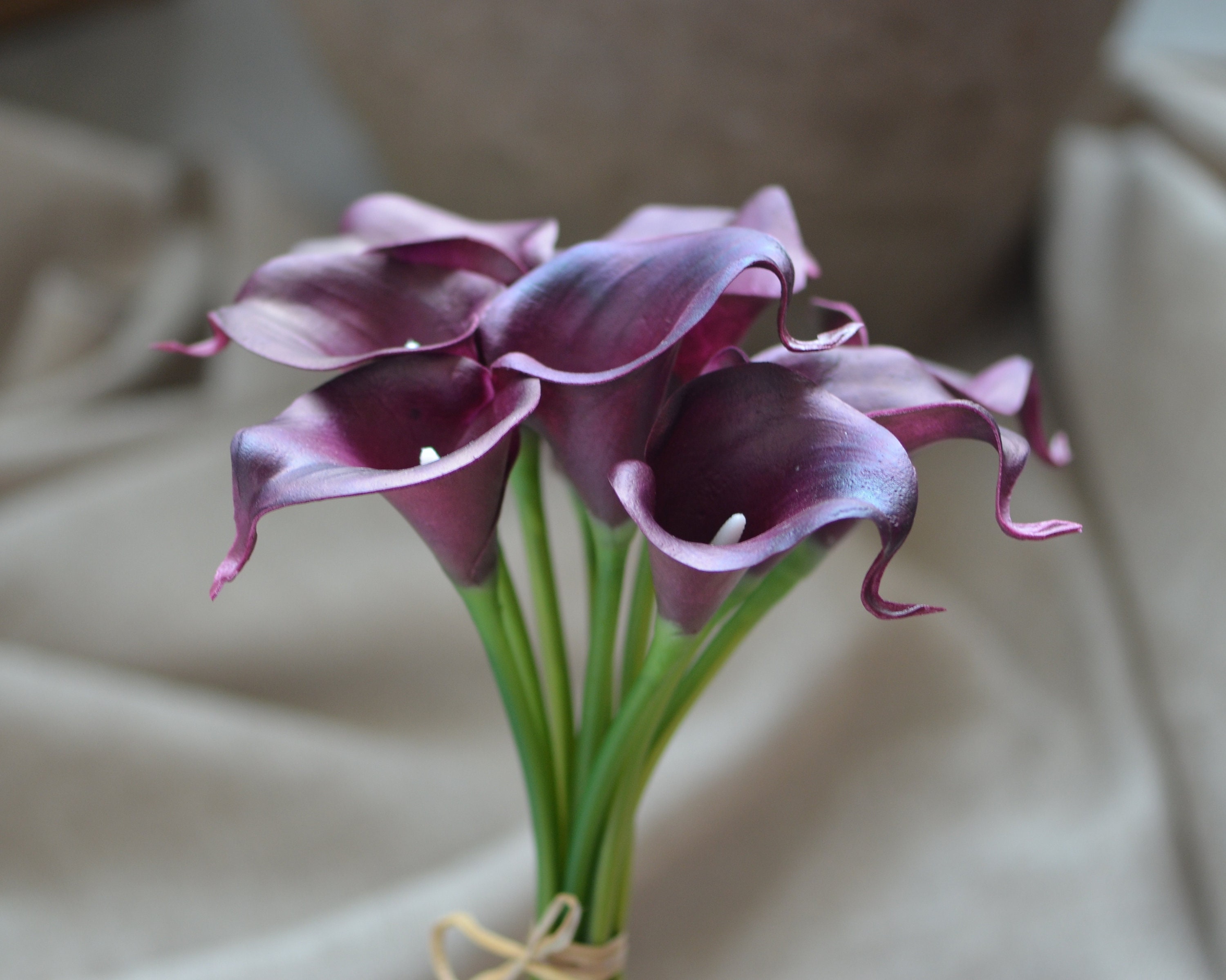 9 Grape Wine Calla Lilies Real Touch Flowers DIY Silk Wedding | Etsy